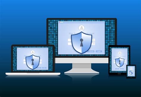 Concept Is Data Security Shield On Computerlabtop Samart Phone And Tablet Protect Sensitive