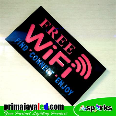 Sign LED Free Wifi Pink Prima Jaya LED