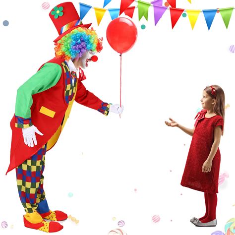 Yahenda 7 Pcs Clown Costume Set Halloween Cosplay Clown