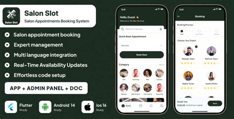 salon slot salon appointment booking service management app flutter android ios admin