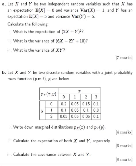 Solved A Let X And Y Be Two Independent Random Variables Chegg