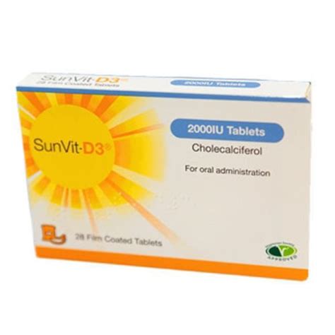 Halal Vitamin D3 Sunvit D3 Vitamin 2000iu Film Coated Tablets X 28