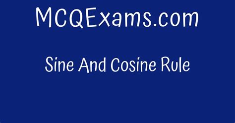 Sine And Cosine Rule MCQExams