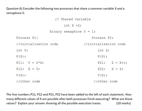 Solved Question 6 Consider The Following Two Processes That