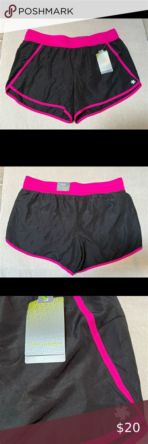 Tek Gear Mid Rise Black Pink Running Shorts Fitted Pink Running