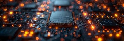 A Computer Circuit Board Covered In A Multitude Of Brightly Lit Indicators And LEDs Stock Image