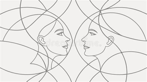 Face To Face Profile Communication And Connection Vector Art Vector Design Generative Ai Stock