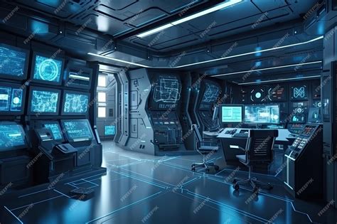 Premium Ai Image Futuristic Control Room With Multiple Hightech