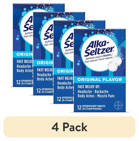 4 Pack Alka Seltzer Original Flavor Effervescent Tablets