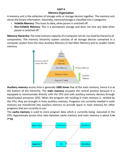 Coa Unit 4 Pdf Random Access Memory Computer Data Storage
