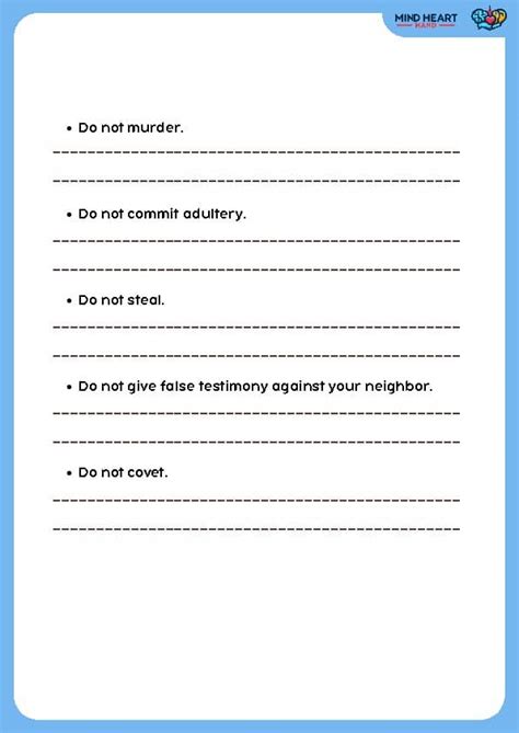 the ten commandments worksheet understanding god s law and connection