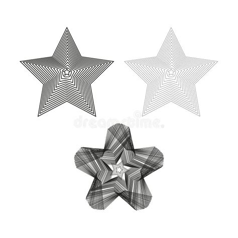 Geometric Star Vector Layered Star Lines Abstract Star Shape Outlined Star Design Stock
