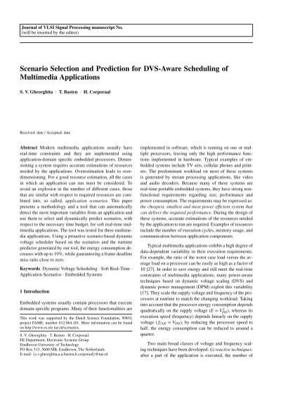 Scenario Selection And Prediction For Dvs Aware Scheduling Of
