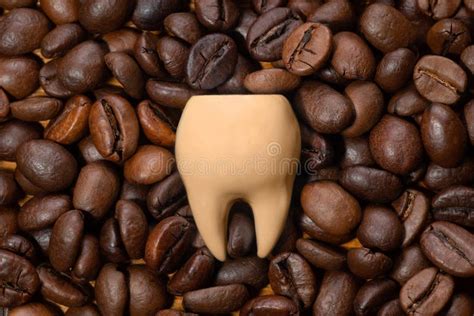 Stained Tooth On A Coffee Beans Background Stock Image Image Of