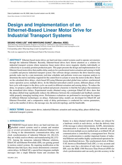 Pdf Design And Implementation Of An Ethernet Based Linear Motor Drive