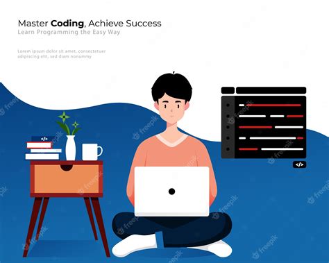 Premium Vector Illustration Of A Person Learning Programming With His
