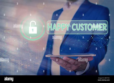 Text Sign Showing Happy Customer Business Photo Showcasing Highest Satisfaction Rate With The