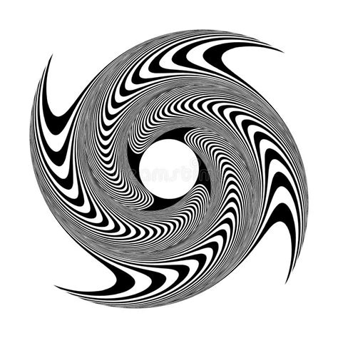 Abstract Twisting Rotation Vortex Movement Illusion Black And Whie Op