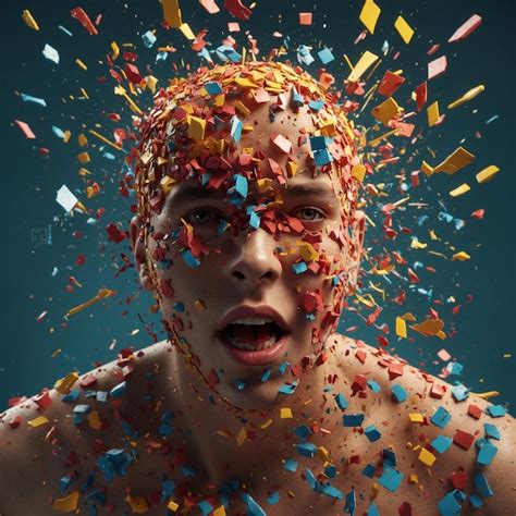 Premium Photo A Woman With A Head Covered In Colorful Confetti