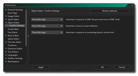 Object Editor Preferences