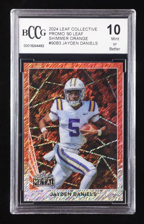 Jayden Daniels 2024 Leaf Collective Promo 90 Leaf Shimmer Orange 90b3