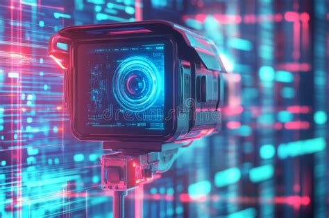 Futuristic Surveillance Camera With Digital Interface Stock Illustration Illustration Of