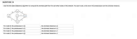solved question 18 use the link state dijkstra s algorithm