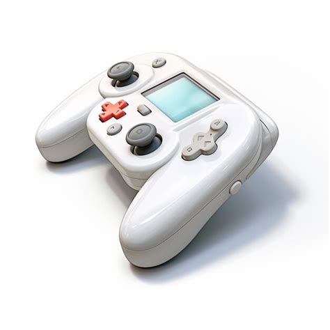 Premium Photo There Is A White Game Controller With A Red Button On It Generative Ai