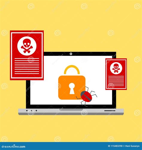 Alert Notification On Laptop Computer Vector Malware Concept Spam Data Fraud Internet Error