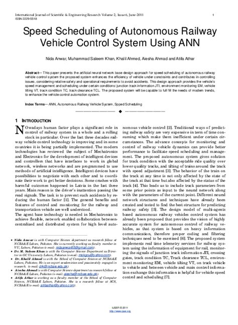 Pdf Speed Scheduling Of Autonomous Railway Vehicle Control System Using Ann