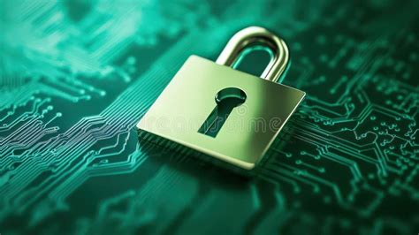 Cybersecurity Padlock Safeguarding Digital Assets On A Circuit Board Secure Technology For Data