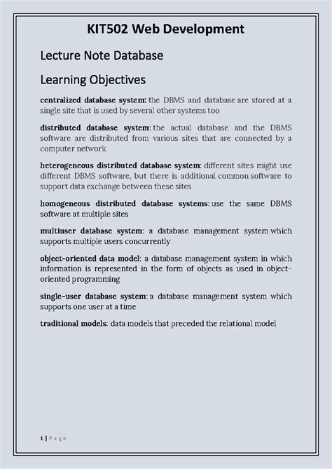 Kit502 Web Development Lecture Note 8 Classification Based On Data