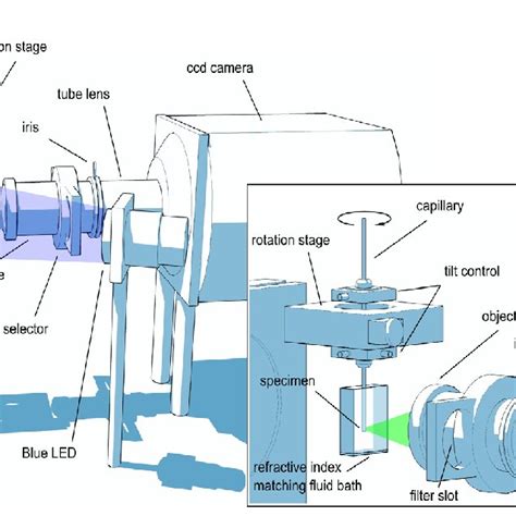 overview of the experimental optical projection tomography system for