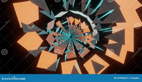 Render With A Funnel Of Orange And Blue Rectangular And Triangular Plates Stock Illustration