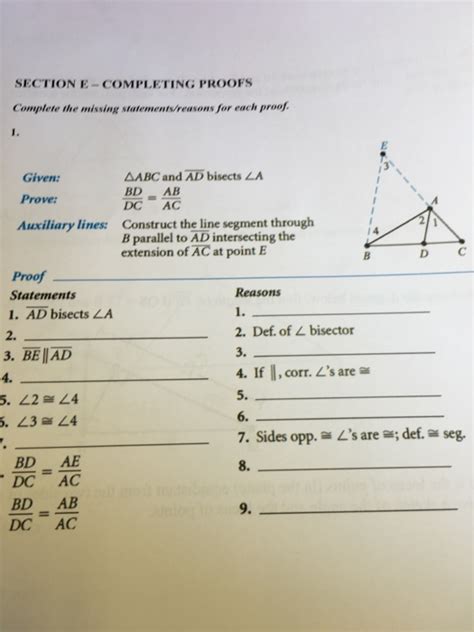 Solved Complete The Missing Statementsreasons For Each