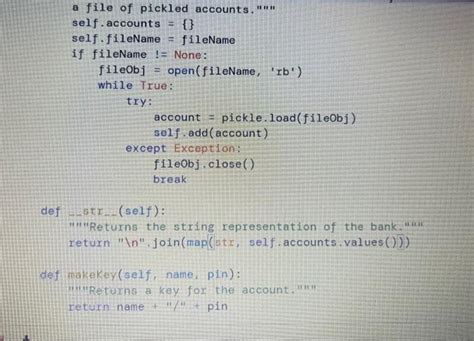 Solved The Str Method Of The Bank Class In Bankpy