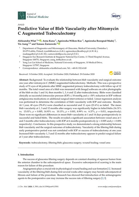 Pdf Predictive Value Of Bleb Vascularity After Mitomycin C Augmented