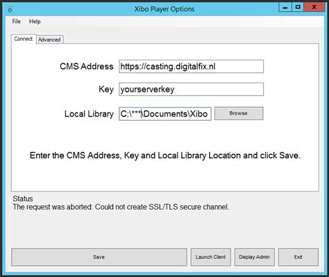 Error Message Could Not Create SSL TLS Secure Channel Support Xibo