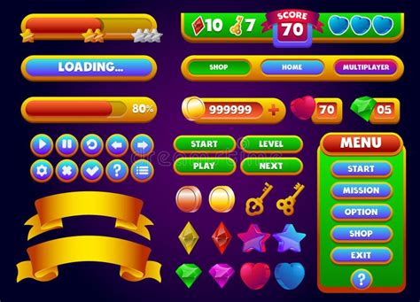 Complete Vector Game Ui Elements With Progress Bars Indicators And