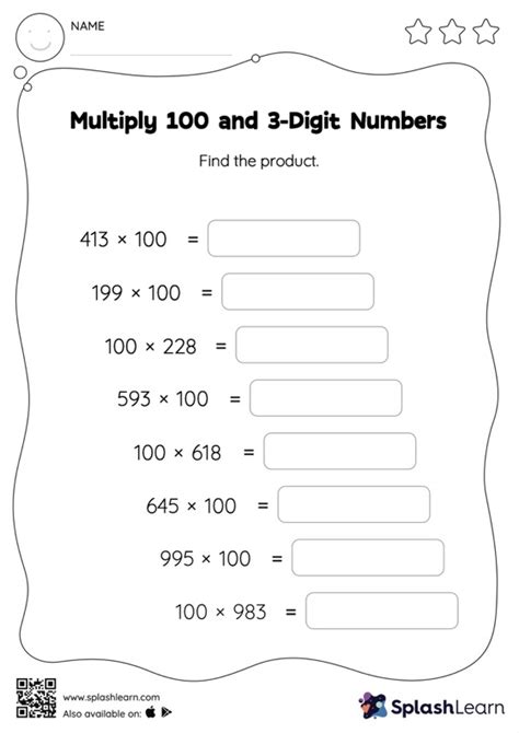 multiply 100 and 3 digit numbers horizontal multiplication worksheet