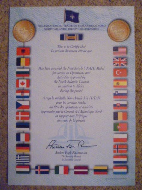 Genuine Nato Medal Certificate Africa Mint Condition £12 95
