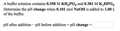 solved a buffer solution contains 0 358 m kh2po4 and 0 381 m