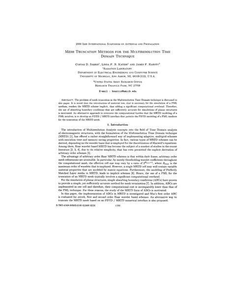 Pdf Mesh Truncation Methods For The Multiresolution Time Domain Technique