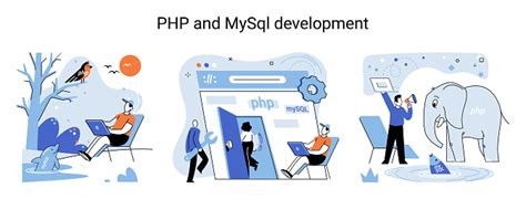 Ilustración De Desarrollo Php Y Mysql Sistema De Gestión De Bases De Datos Lenguaje De