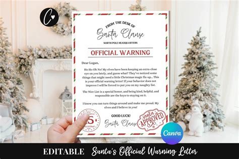 Editable Warning Letter From Santa Canva Template