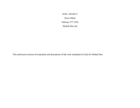 Module One Codio Lab Week1 Copy Dad 220 J Keon Abbott February 27th 2023 Module One Lab