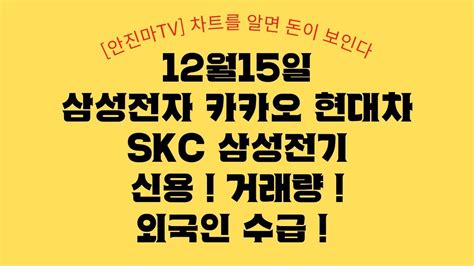 삼성전자카카오현대차삼성전기skc대형주신용 거래량최저 외국인수급무대책 Youtube