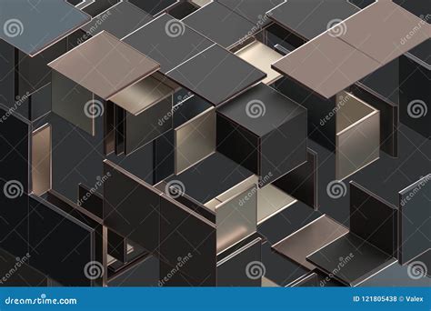 Abstract 3d Rendering Of Geometric Shapes Stock Illustration Illustration Of Line
