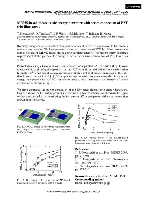 Pdf Mems Based Piezoelectric Energy Harvester With Series Connection Of Pzt Thin Films Array