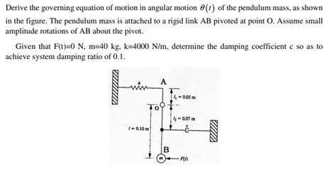 Solved Derive The Governing Equation Of Motion In Angular